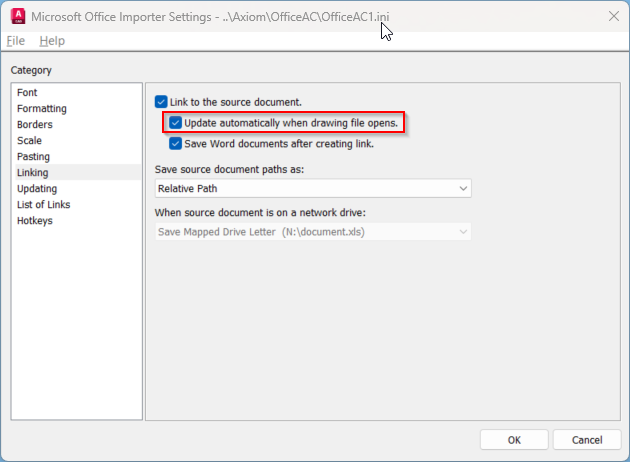 Microsoft Office Importer for AutoCAD -- Why aren't my pastes updating ...